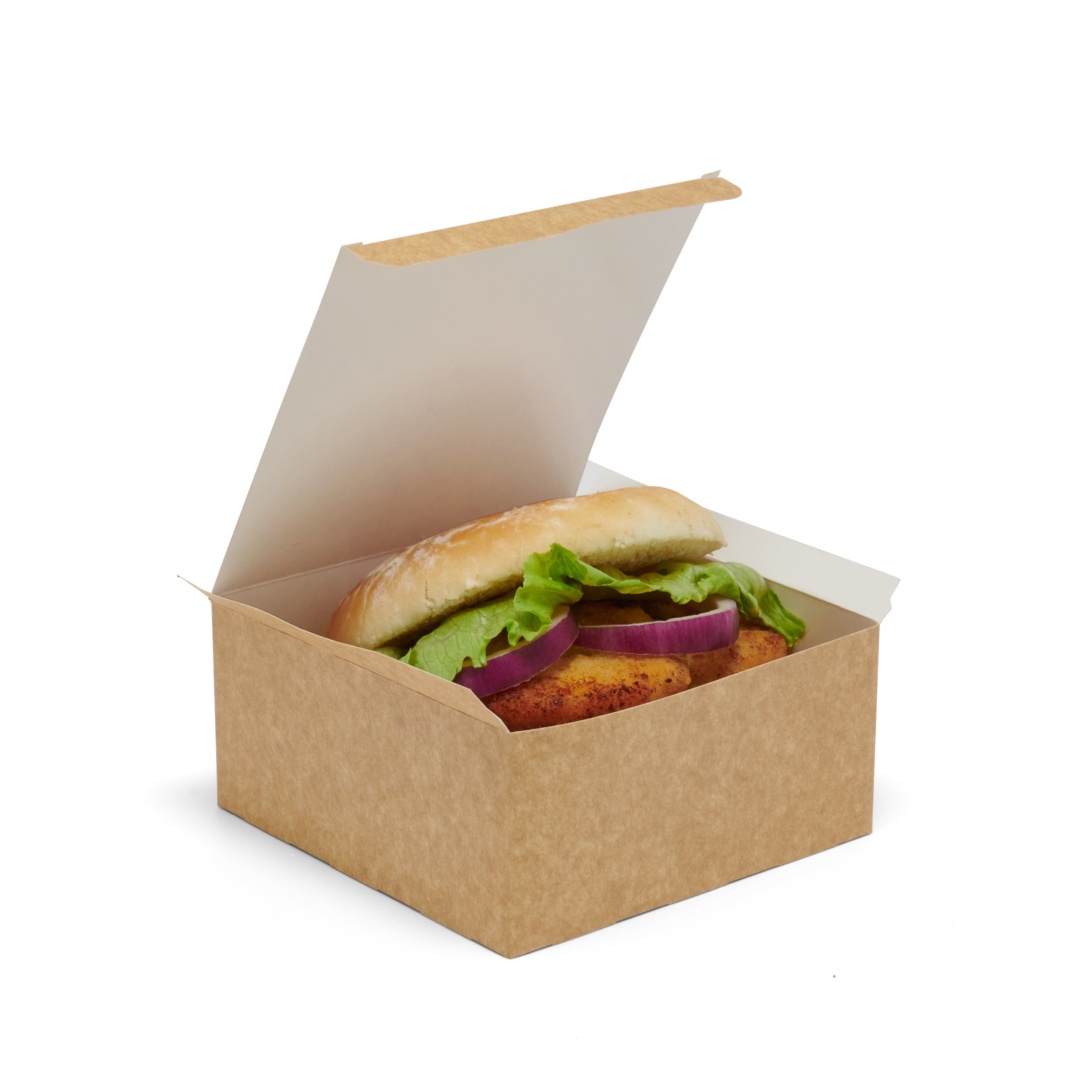 500x Kraft Compostable Burger Takeaway Food Box | Bakery & Dessert Box